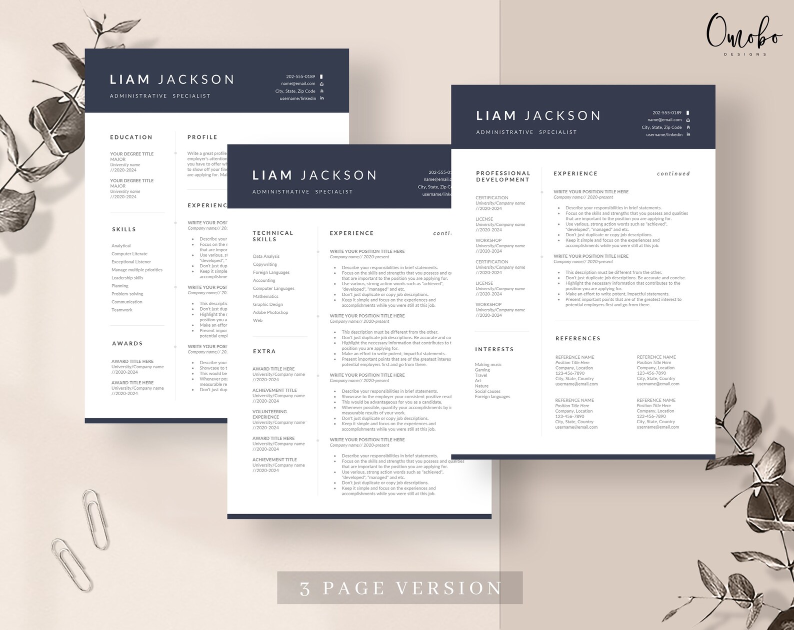 Resume Template, Resume, Professional Resume Template, Resume Templates ...