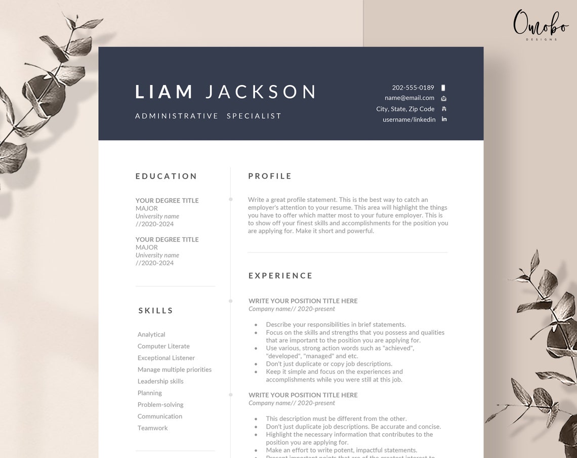 Resume Template, Resume, Professional Resume Template, Resume Templates ...