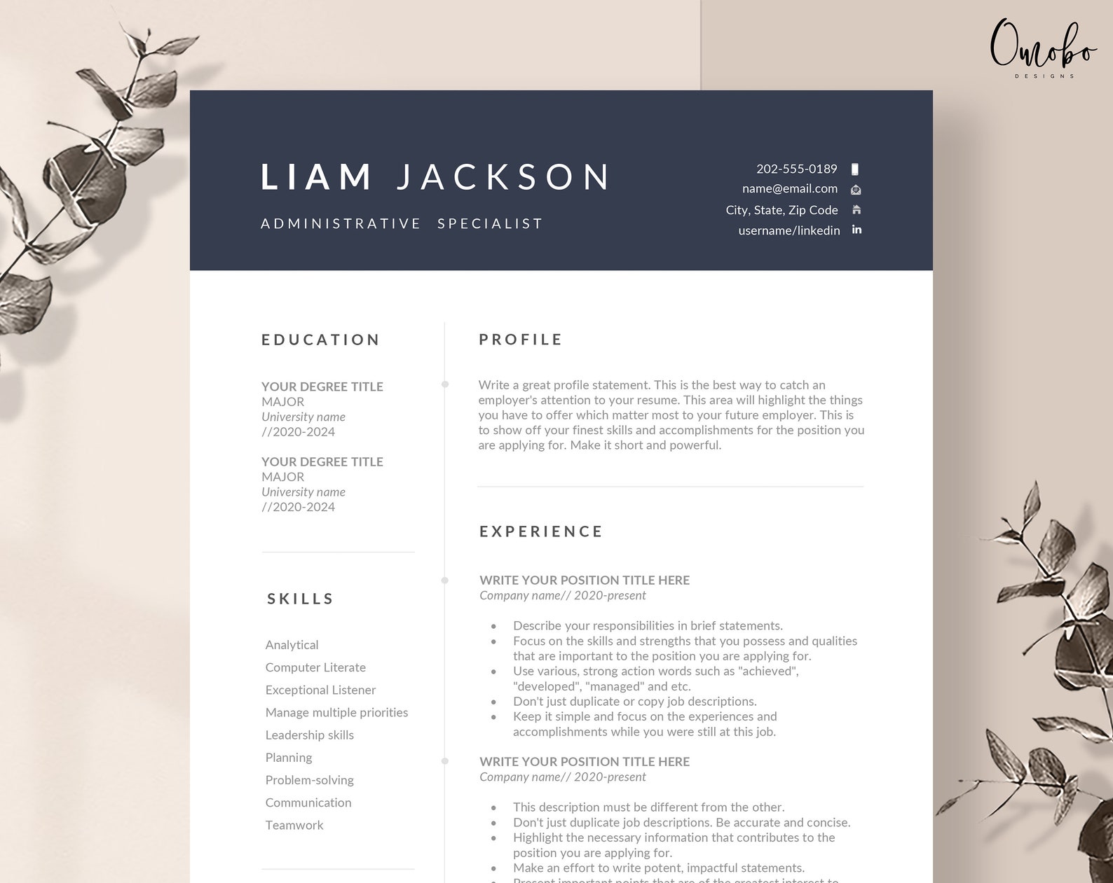 Resume Template, Resume, Professional Resume Template, Resume Templates ...