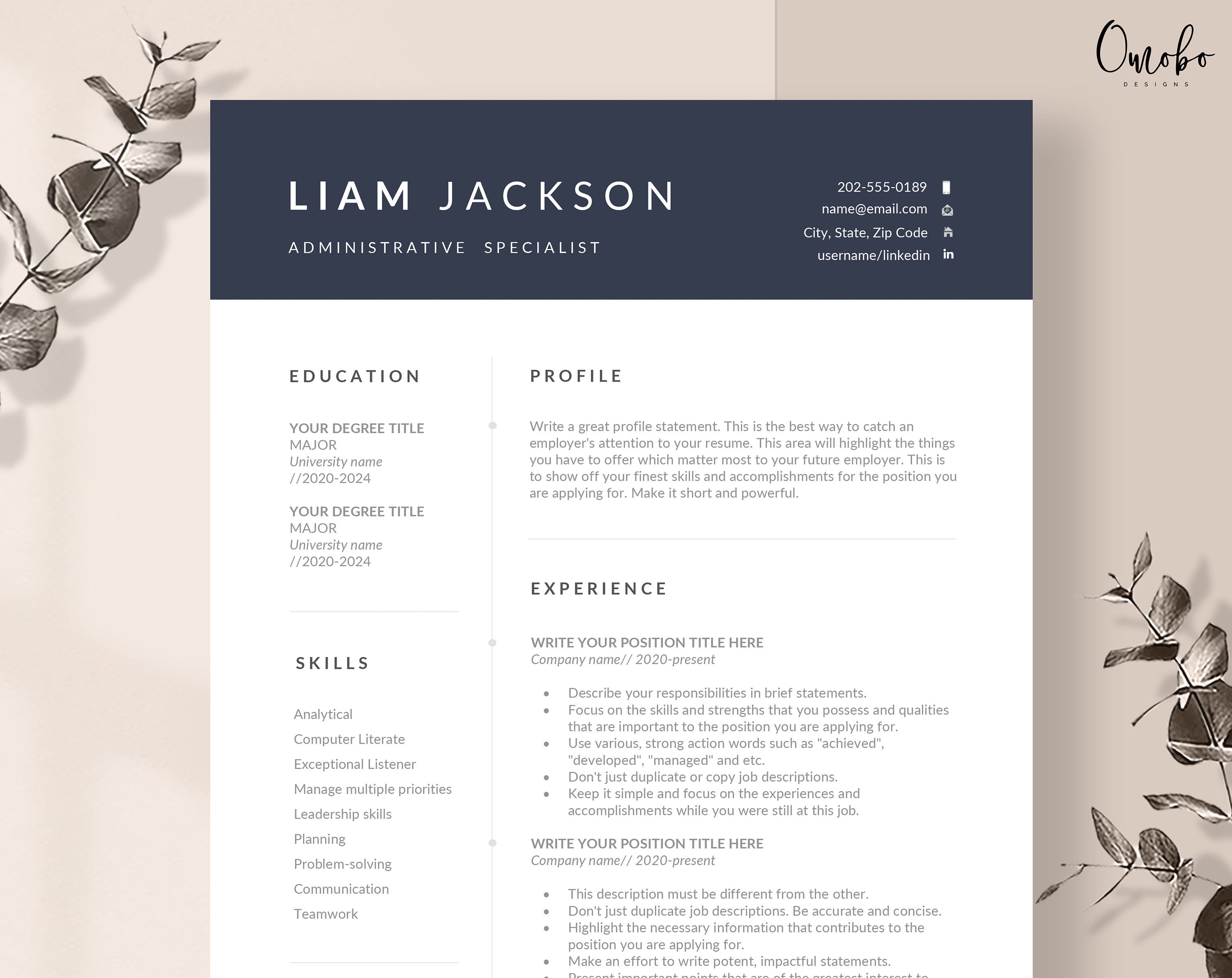 Resume Template, Resume, Professional Resume Template, Resume Templates ...
