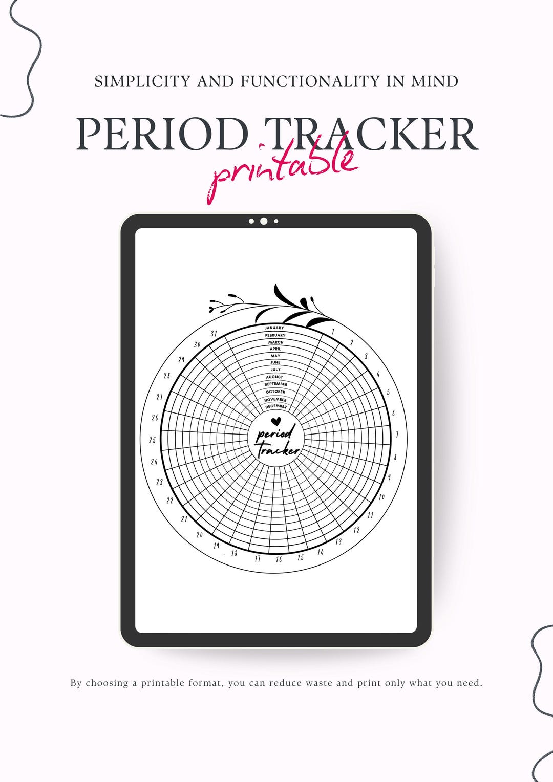 Circle Period Tracker/ N51/ Calendar/ PRINTABLE/ Period Cycle Length ...