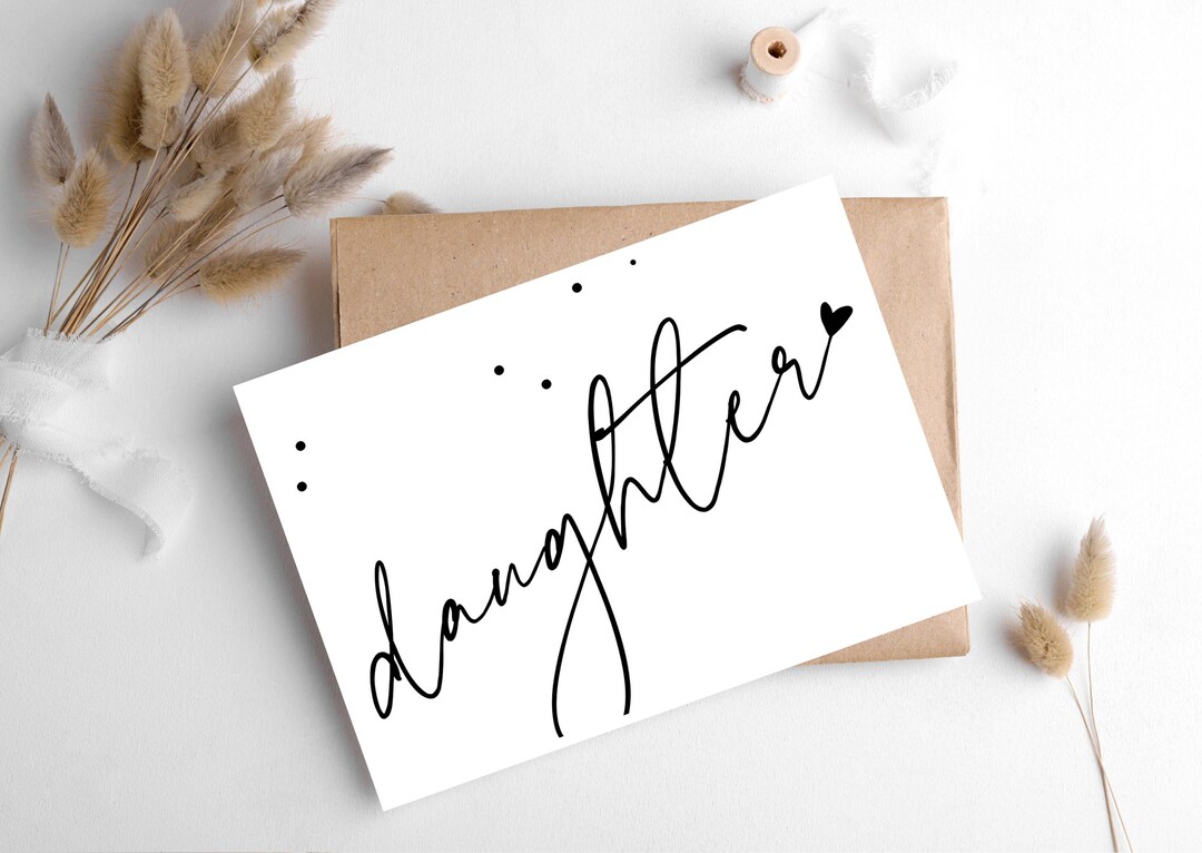 Handwritten Daughter Card/ Scandinavian Hygge Greeting Card With Kraft ...