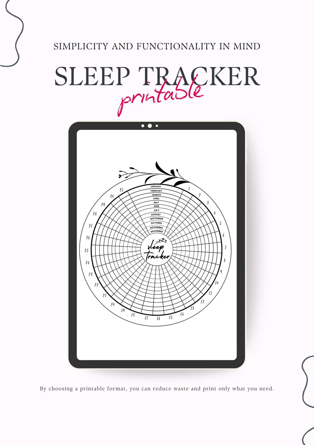 Circle Sleep Tracker Printable/ N54/ Calendar/ PRINTABLE/ Simplicity & Functionality in Mind ...