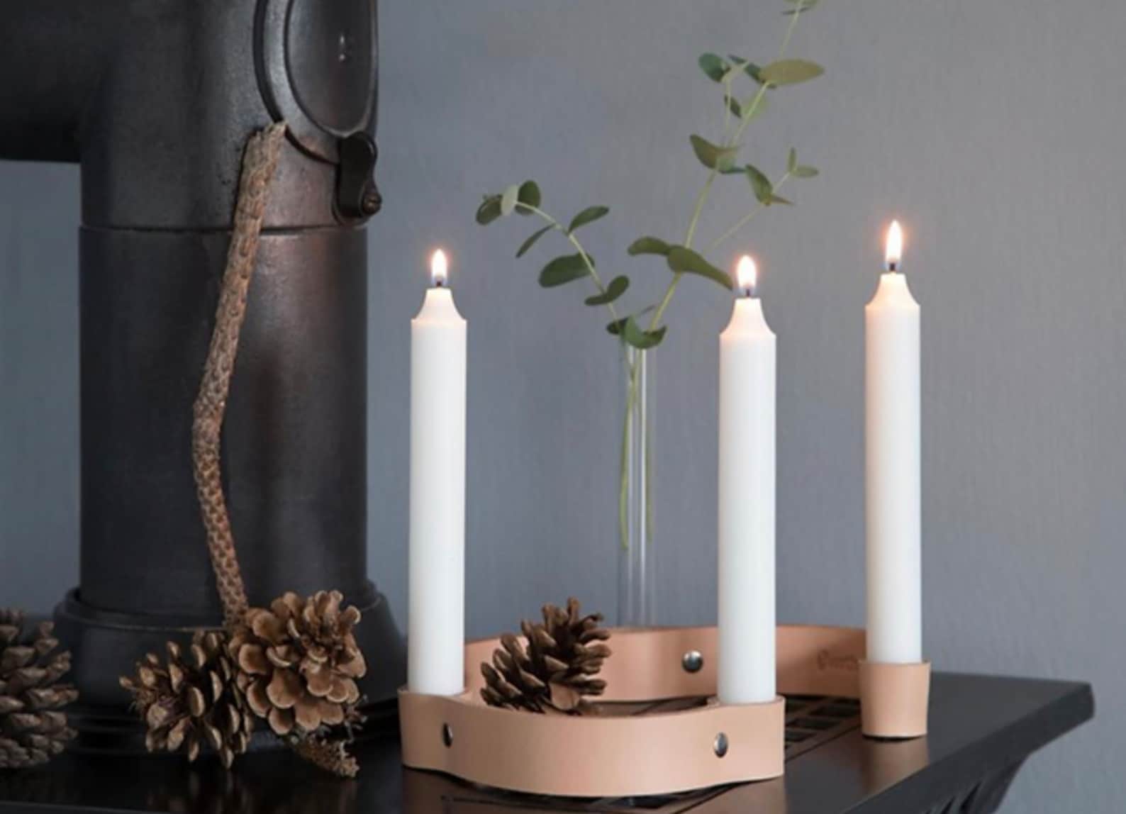 Advent Candle Holder/ Vegan Leather Belt for Candles/ Bywirth/ Ekta ...