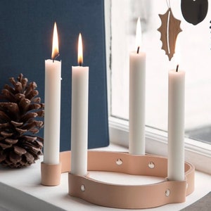 Advent Candle Holder/ Vegan Leather Belt for Candles/ Bywirth/ Ekta ...