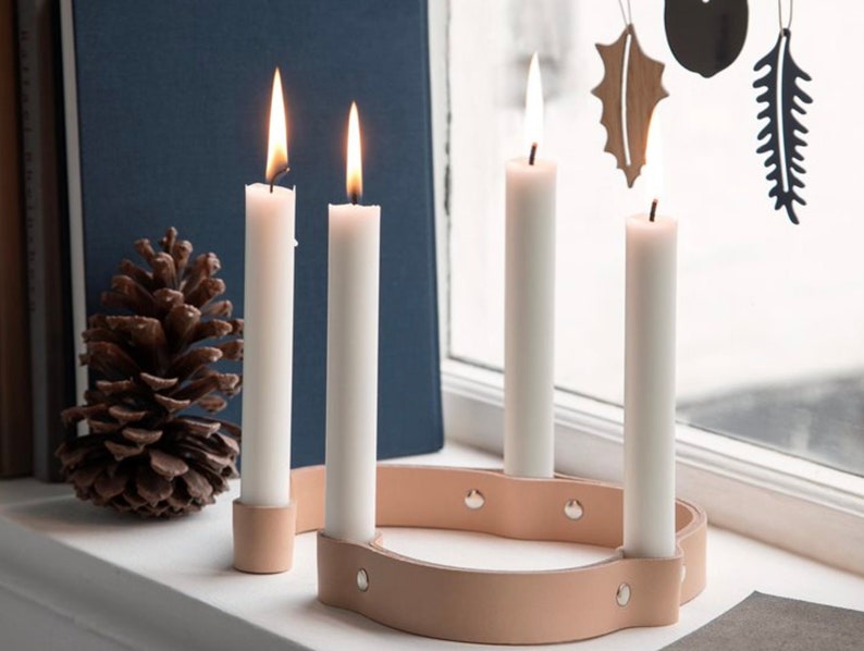 Advent Candle Holder/ Vegan Leather Belt for Candles/ Bywirth/ Ekta ...
