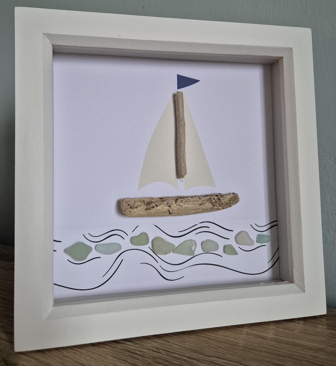 Sea Glass Art Frame – Handmade Coastal Picture – Sea Glass Gift ...