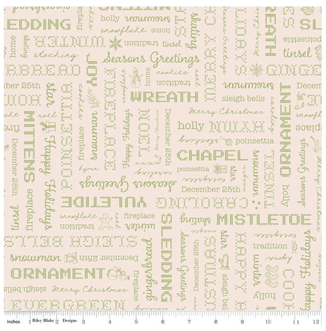 Home Town Holiday Words Latte C14902-LATTE by Lori Holt for Ryley Blake ...