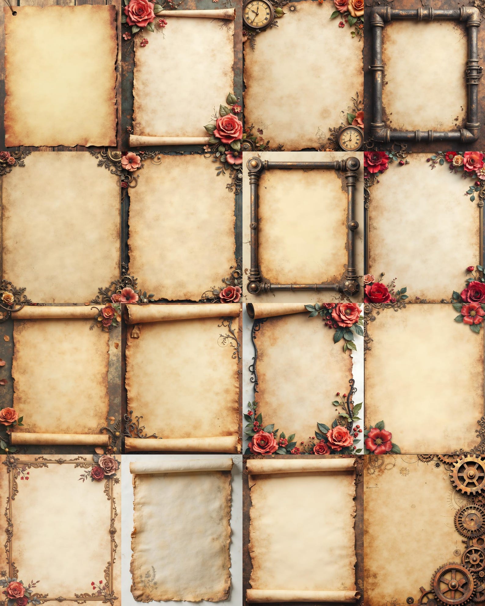 Steampunk Papers Stationary Bundle Digital Papers Overlays Steampunk ...