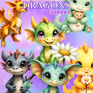 Cute Dragons Clipart, Whimsical Art, Magic Art, Photo Edit, Photoshop ...