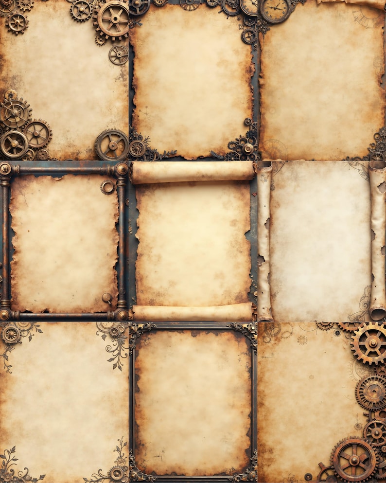 Steampunk Papers Stationary Bundle Digital Papers Overlays Steampunk ...