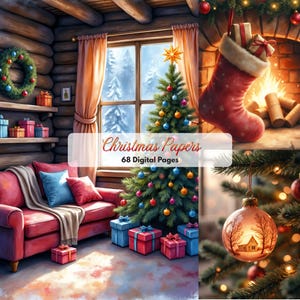 Christmas Digital Paper Bundle, Holidays Pages, Christmas Trees Decor ...