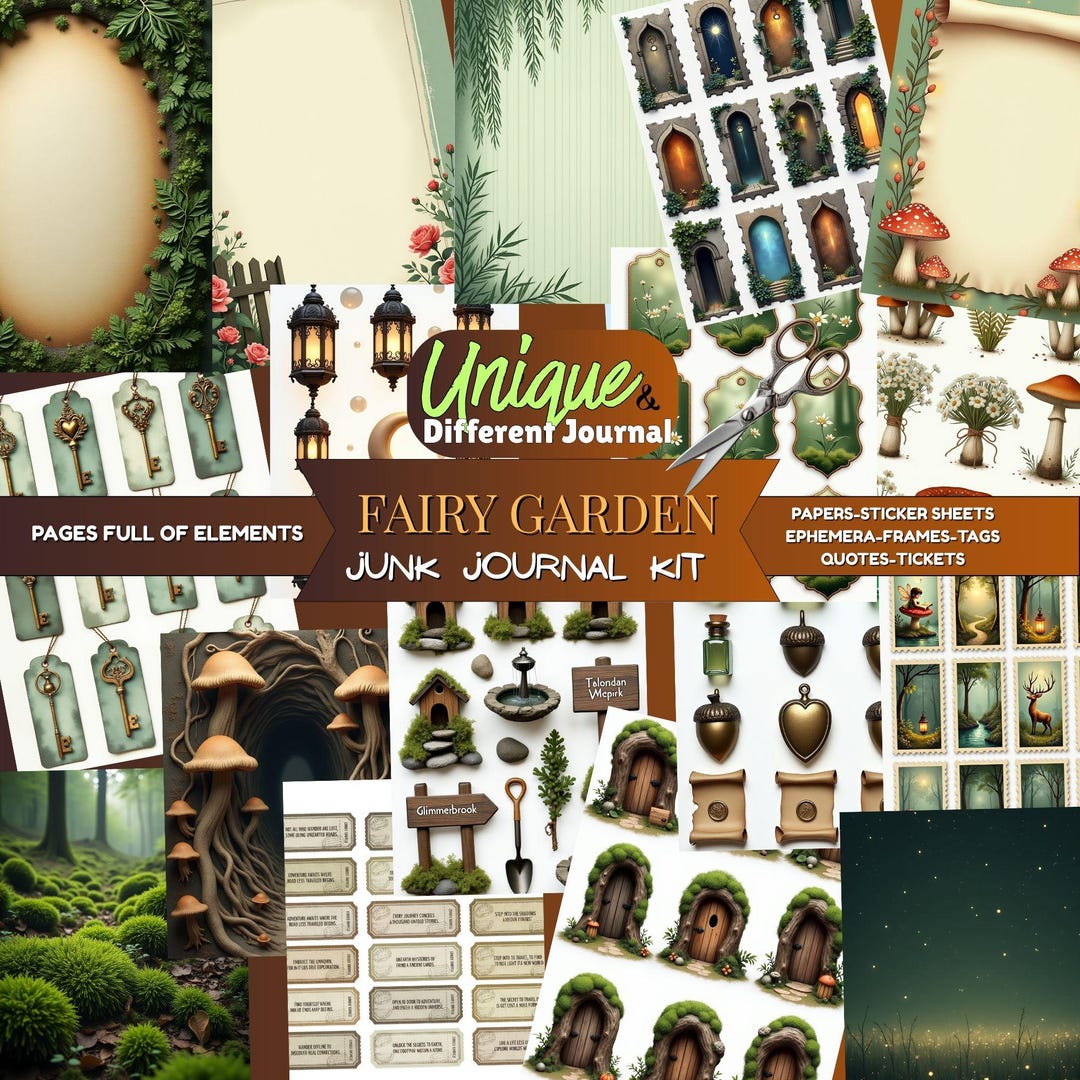 Fairy Junk Journal Kit, Digital Papers & Ephemera, Enchanted Forest ...
