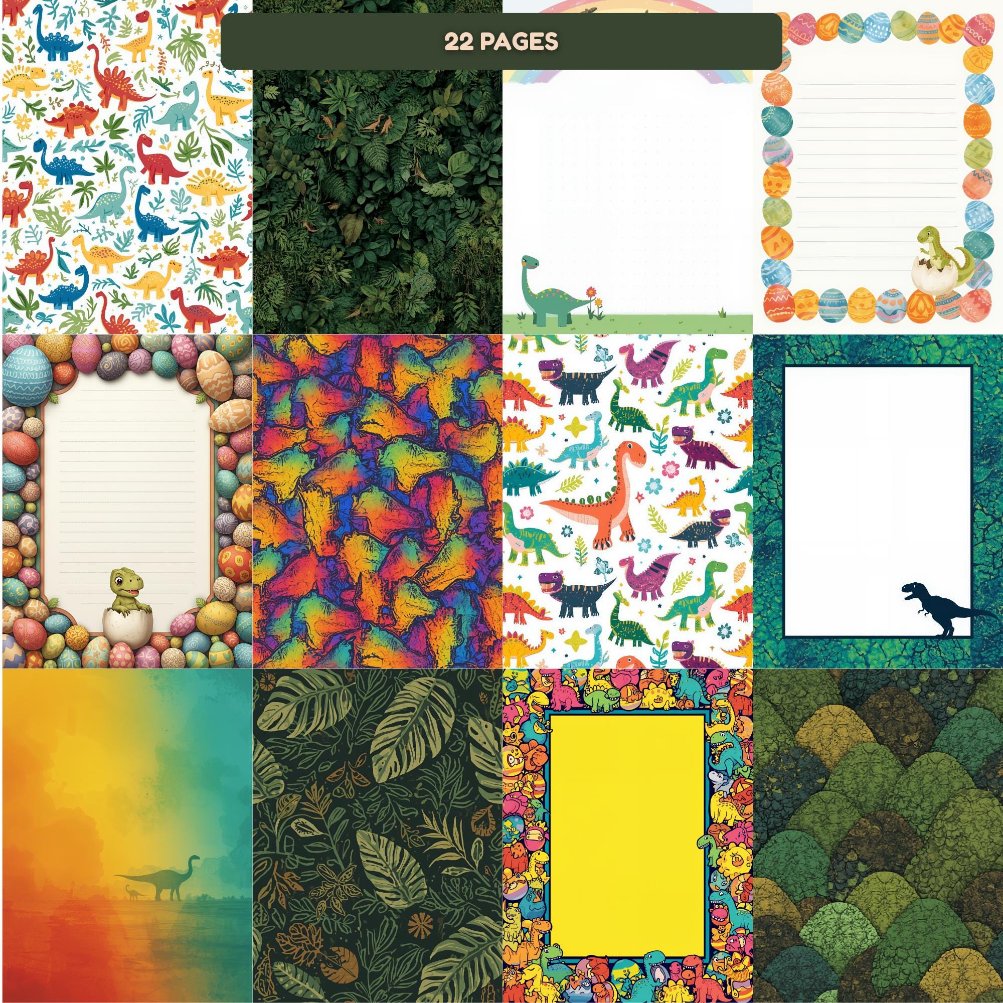 Dinosaur Junk Journal Kit - Digital Prehistoric Paper & Ephemera Bundle ...