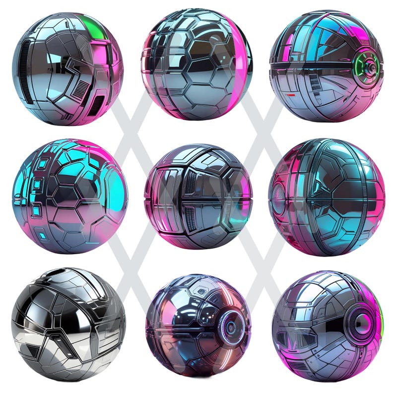 Sci Fi & Futuristic Spheres Clipart Props Modern Fantasy Metallic Balls ...