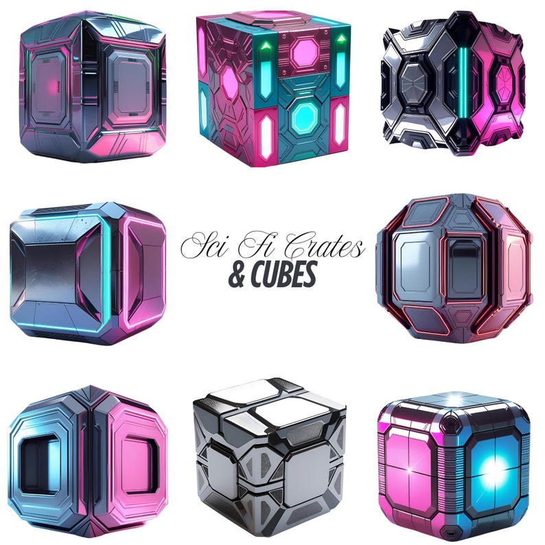 Sci Fi Crates & Cubes Clipart High-quality 2K PNG Images Game Assets ...