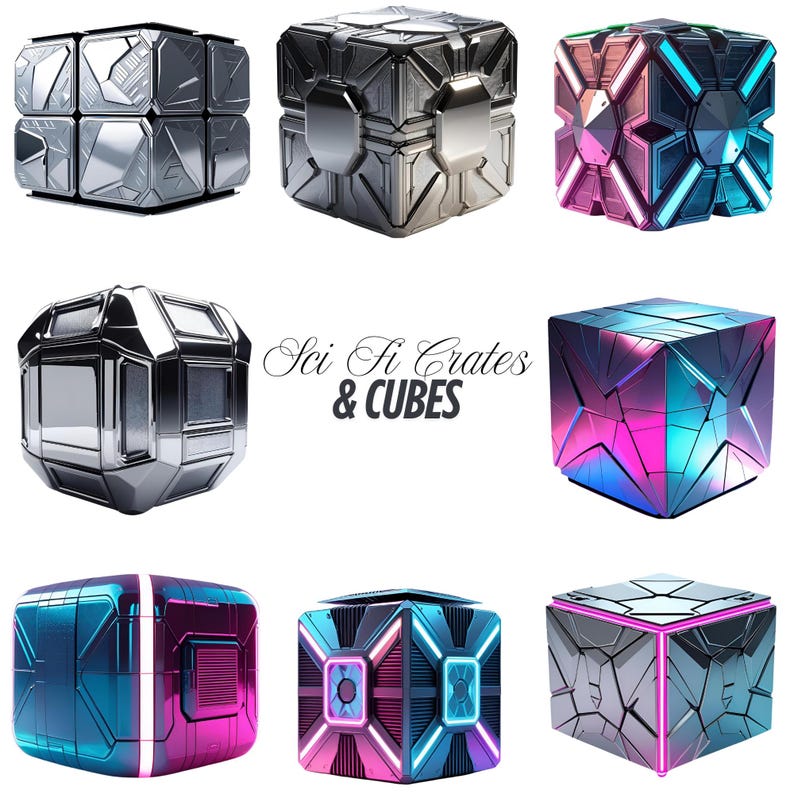 Sci Fi Crates & Cubes Clipart High-quality 2K PNG Images Game Assets ...