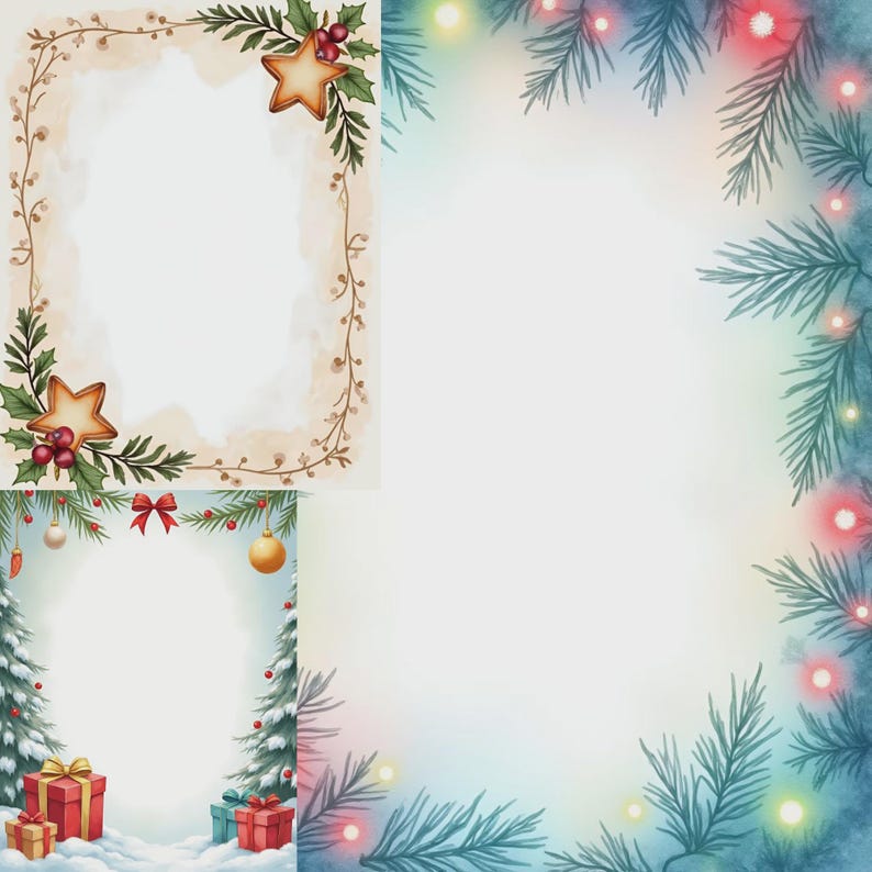 Christmas Digital Frames Pages, Holiday Borders Bundle, Scrapbooking ...