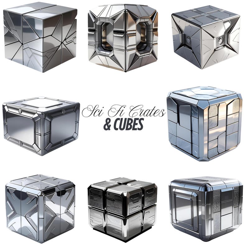 Sci Fi Crates & Cubes Clipart High-quality 2K PNG Images Game Assets ...