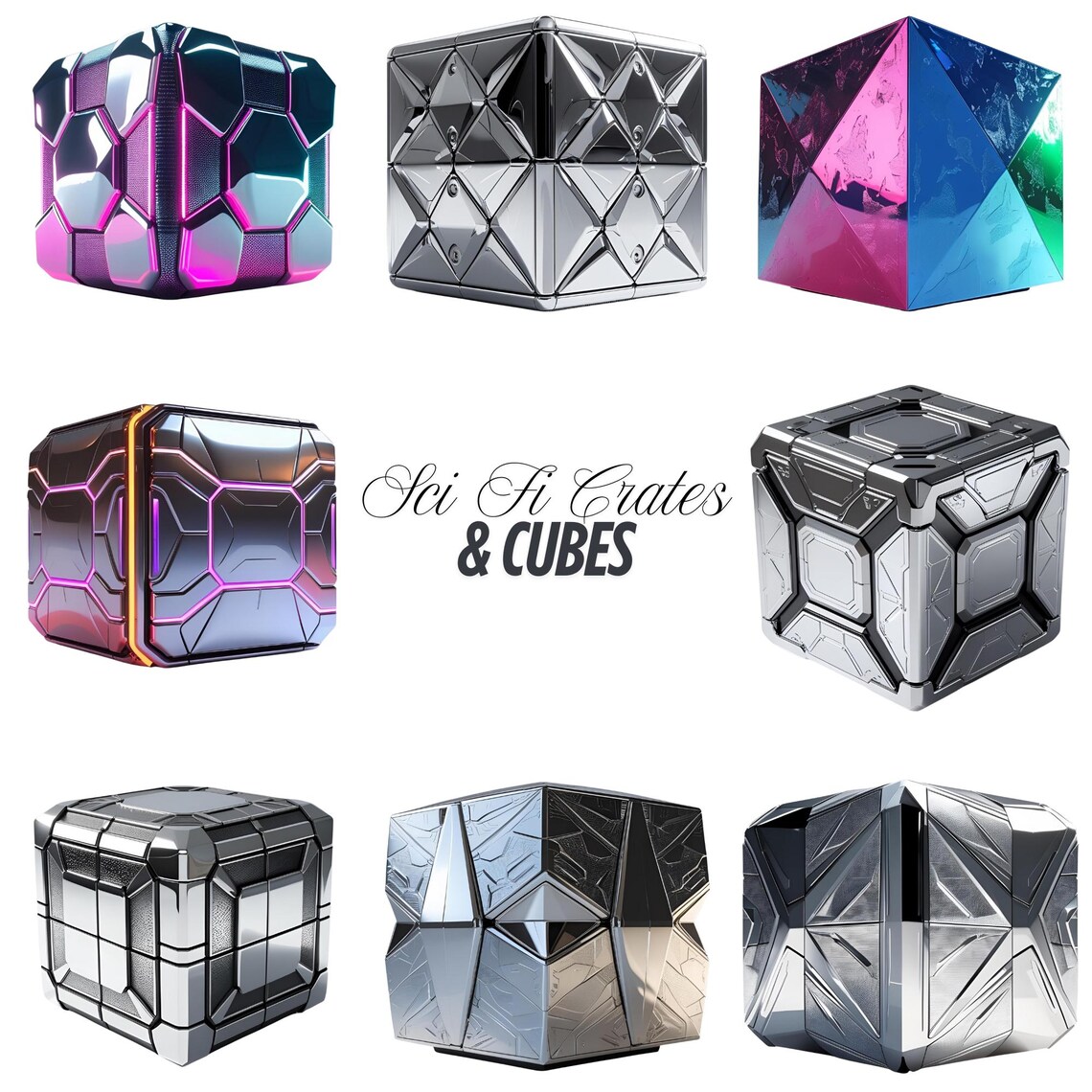 Sci Fi Crates & Cubes Clipart High-quality 2K PNG Images Game Assets ...