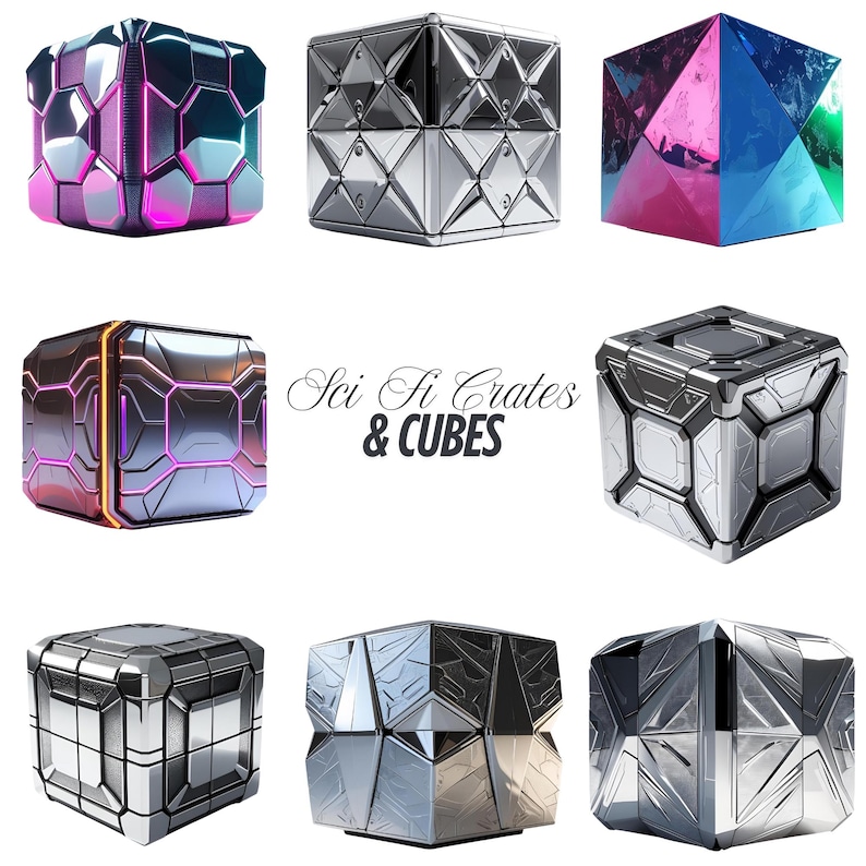 Sci Fi Crates & Cubes Clipart High-quality 2K PNG Images Game Assets ...