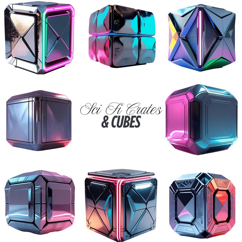 Sci Fi Crates & Cubes Clipart High-quality 2K PNG Images Game Assets ...