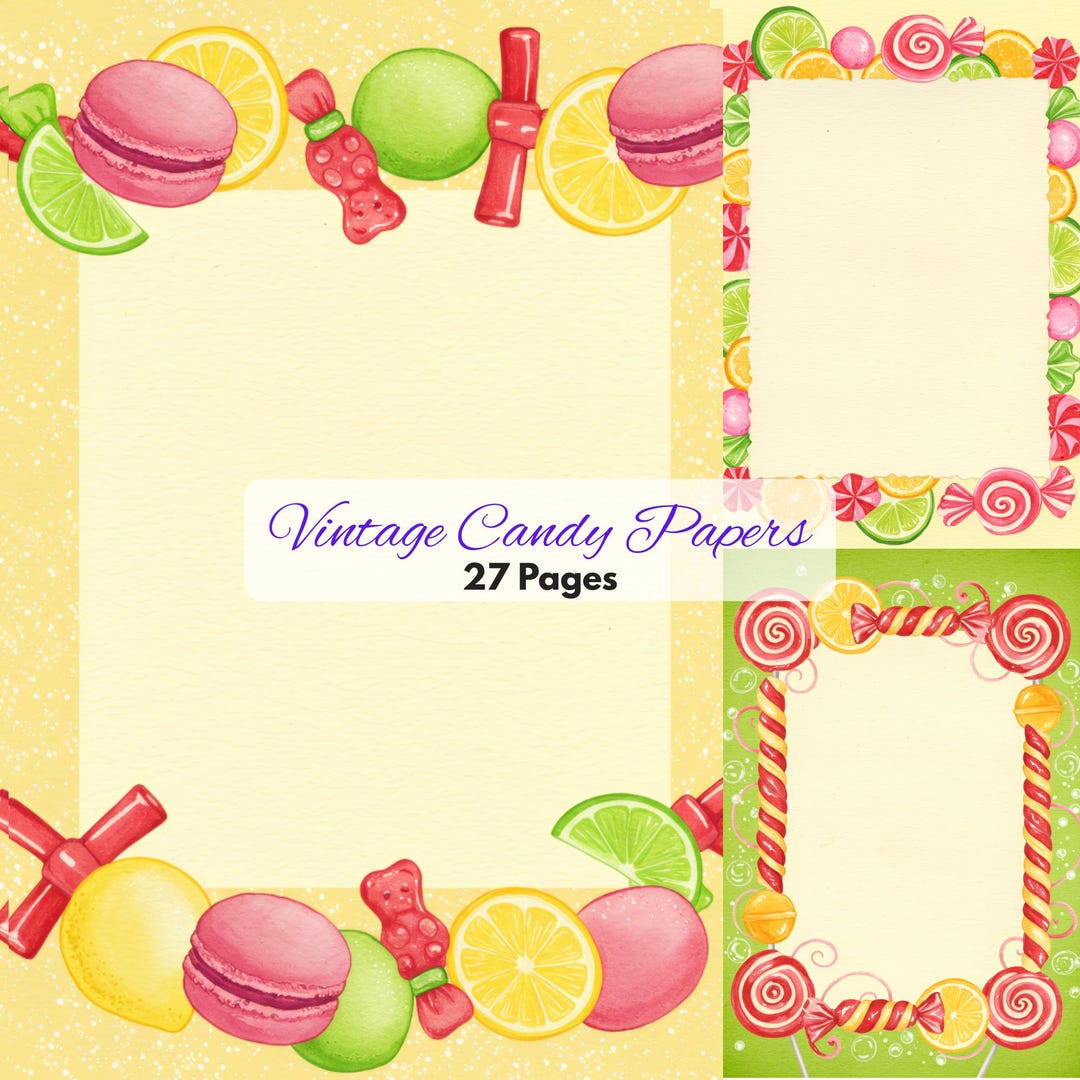 Candy Digital Paper Bundle | Sweet Borders | Candy Frames Sweet Treat ...