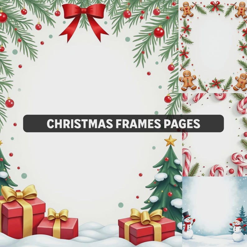 Christmas Digital Frames Pages, Holiday Borders Bundle, Scrapbooking ...
