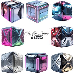 Sci Fi Crates & Cubes Clipart High-quality 2K PNG Images Game Assets ...