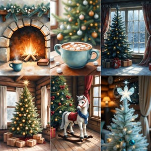 Christmas Digital Paper Bundle, Holidays Pages, Christmas Trees Decor ...