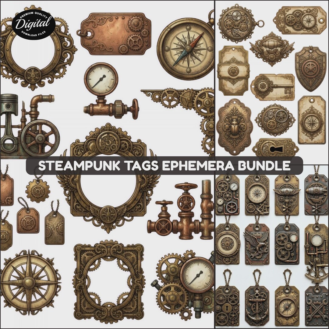 Steampunk Ephemera Sticker Sheets, Vintage Industrial Fussy Cuts ...