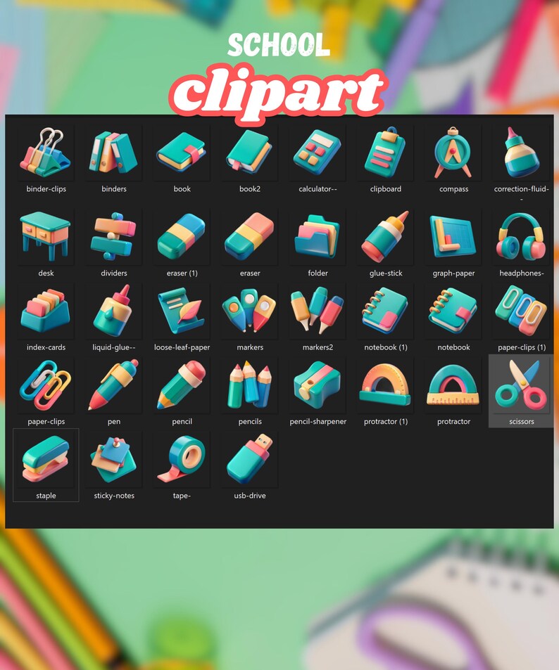 School Supply Clipart Overlays Clipart Educational Clip Art Photoshop - Etsy
