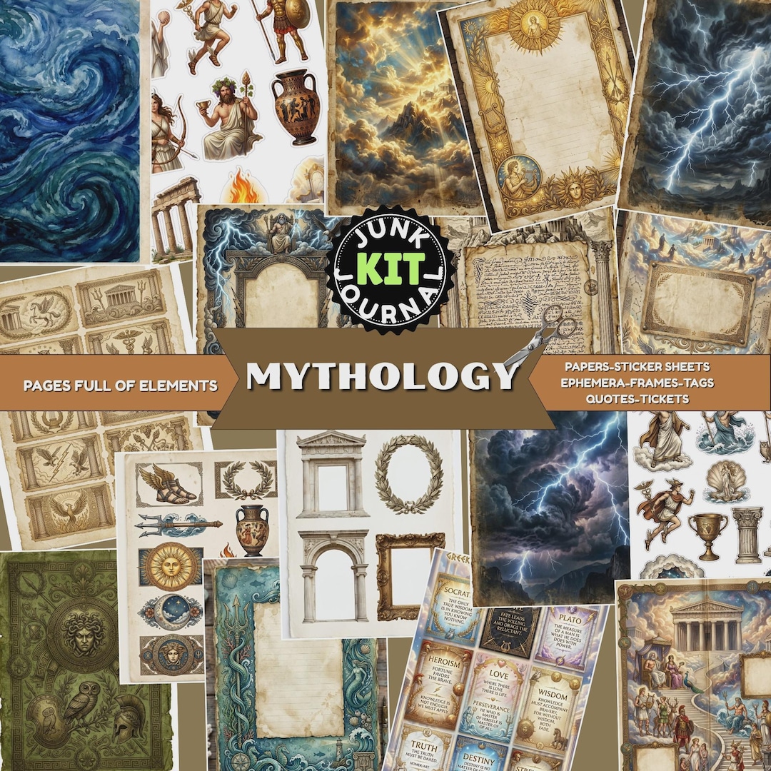 Greek Mythology Junk Journal Kit, Ephemera Pages & Stickers, Ancient ...