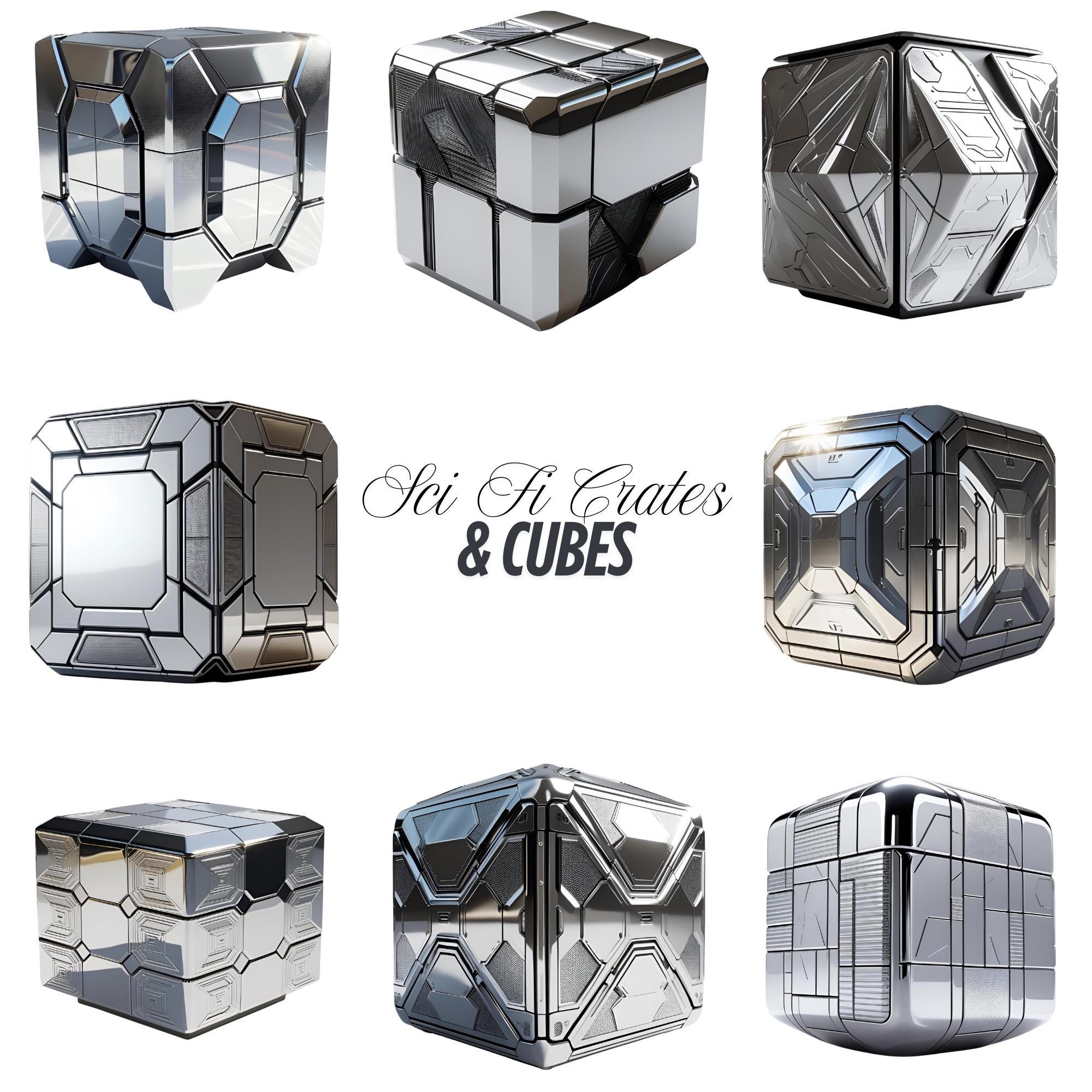 Sci Fi Crates & Cubes Clipart High-quality 2K PNG Images Game Assets ...