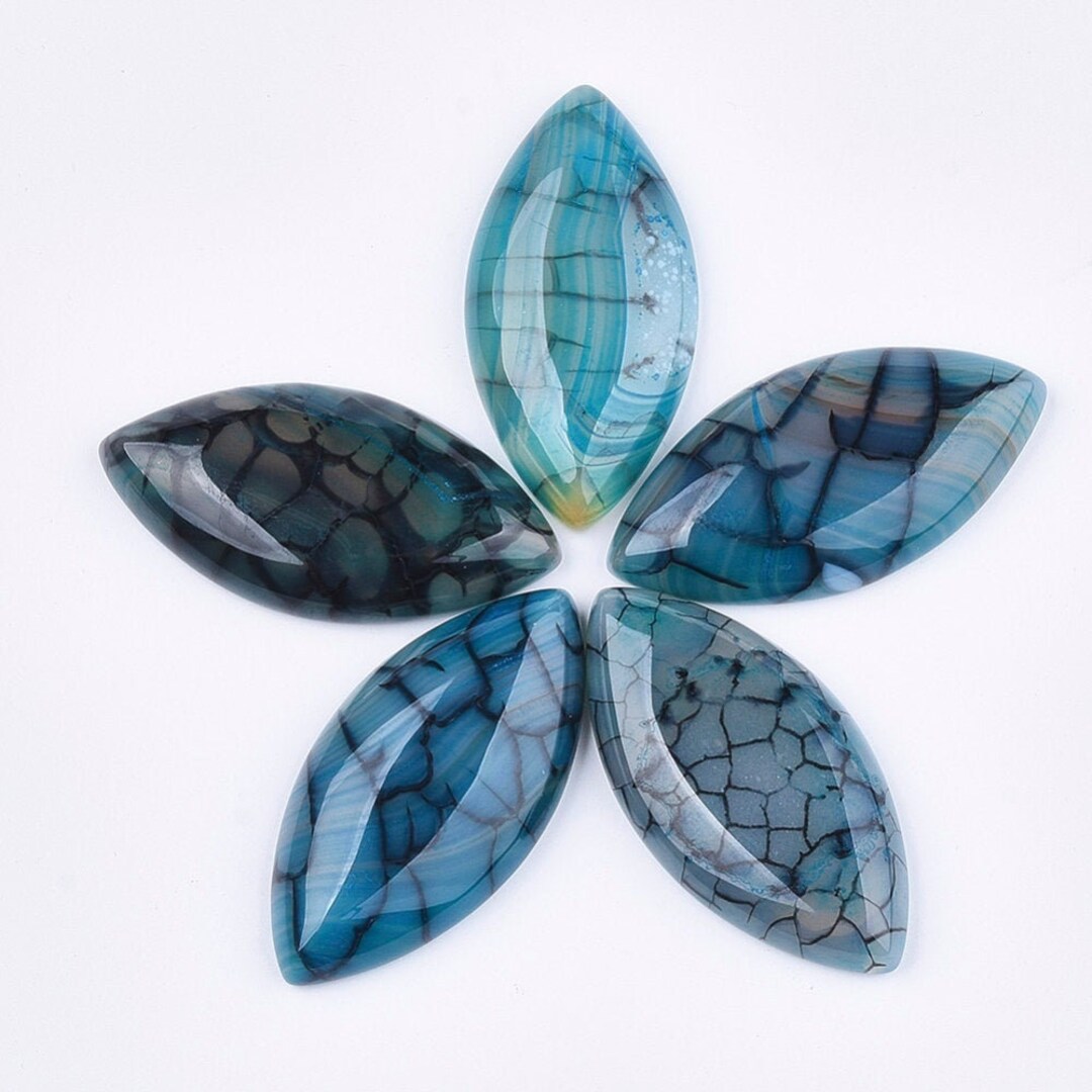 New Lower Price!!! Natural Dyed Steel Blue Dragons Vein Agate Cabochon ...