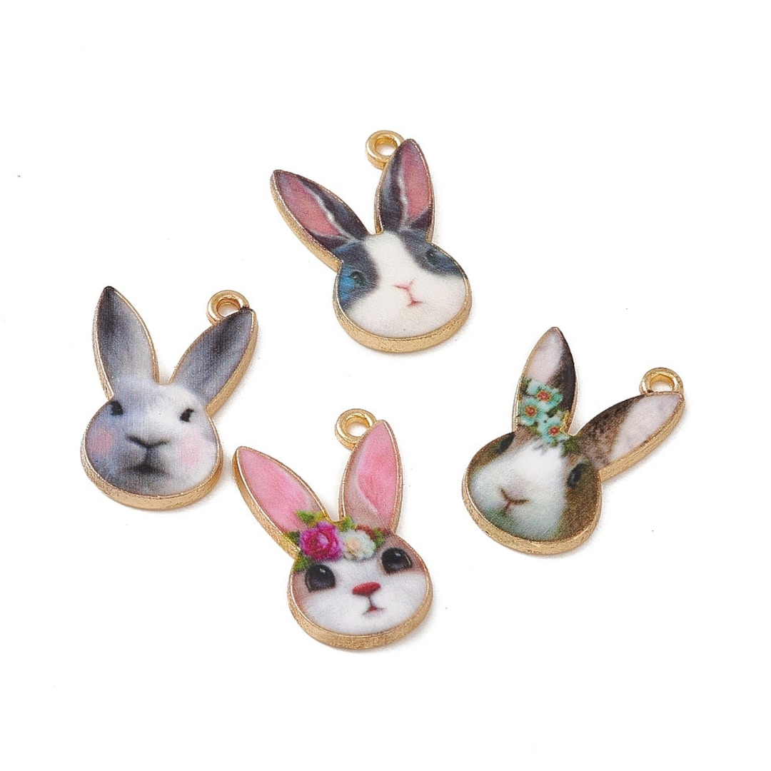 Golden Tone Enamel Bunny Charm, Sold in Lots of 10 or 50, Bulk Charm ...