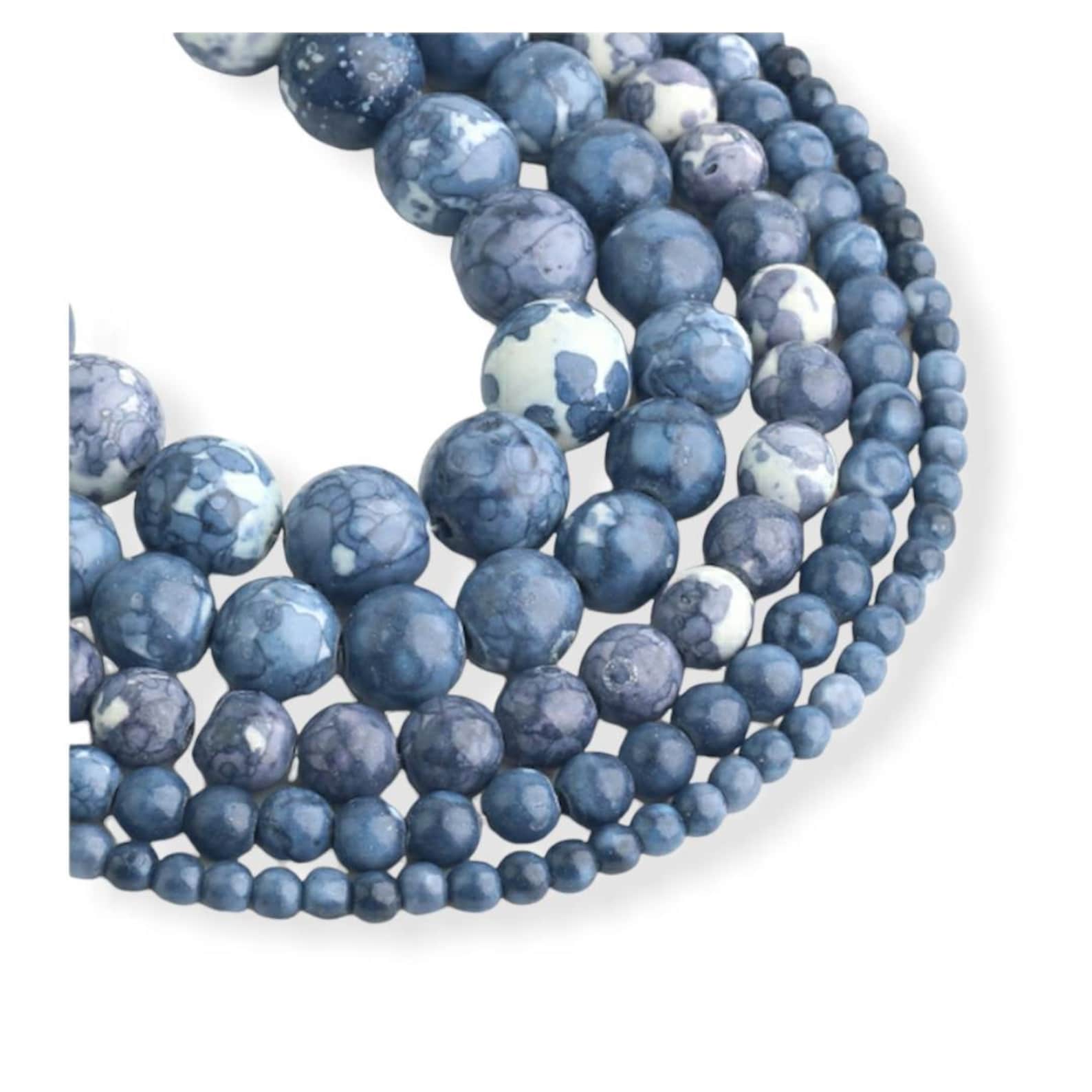 Mottled Denim Blue Synthetic Ocean Jade Bead Strand 15 - Etsy