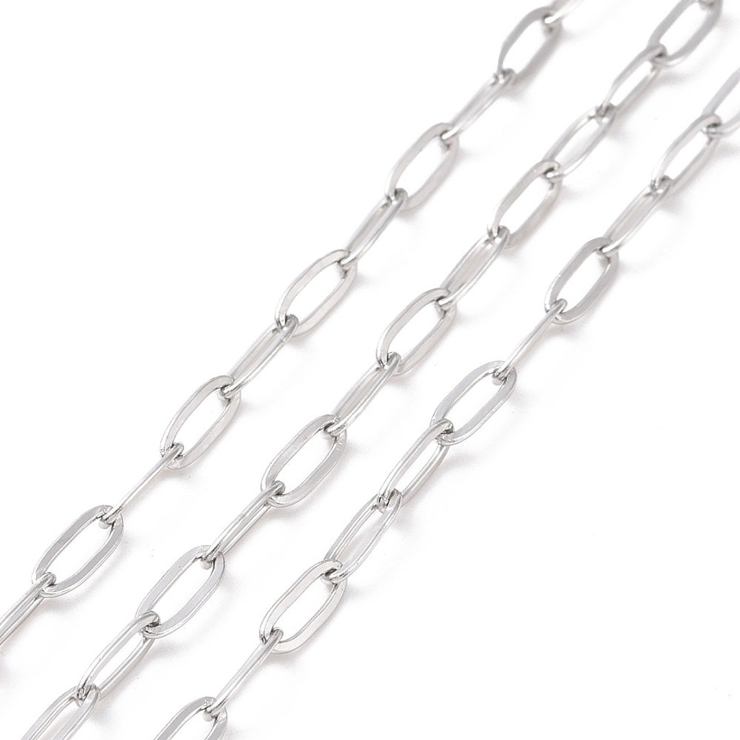 Petite Paperclip Stainless Steel Chain, Sold by the Foot, Choose 6.5x2 ...