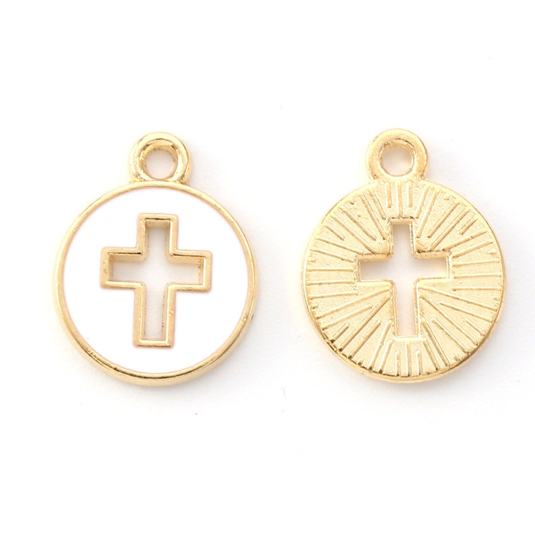 Gold Tone Enamel Cutout Circle Cross Charm, Sold in Lots of 10, Bulk ...