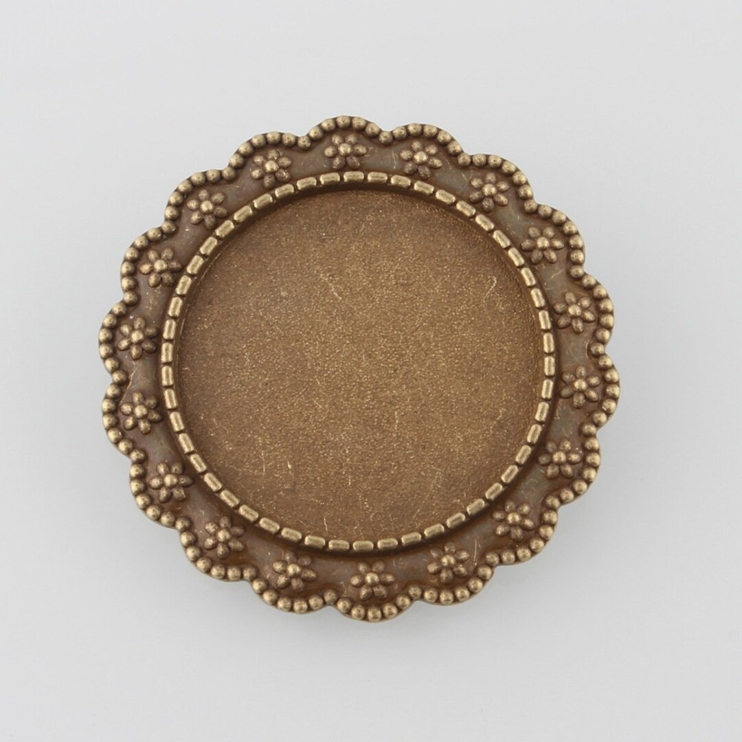 Antique Bronze Tone 25mm Beaded Bezel Tray Iron Alloy Pin Back, Set of ...