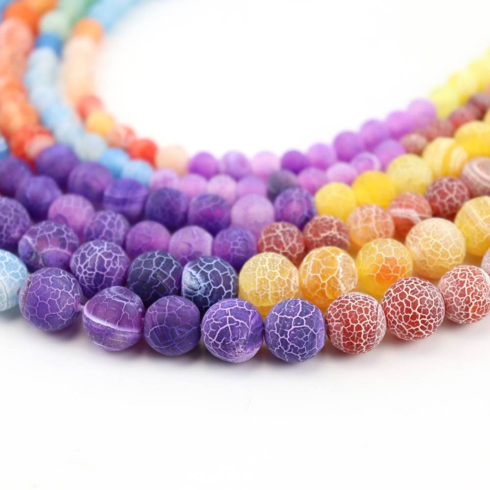 6mm 8mm or 10mm Matte Crackle Agate Chakra Strand 15 | Etsy