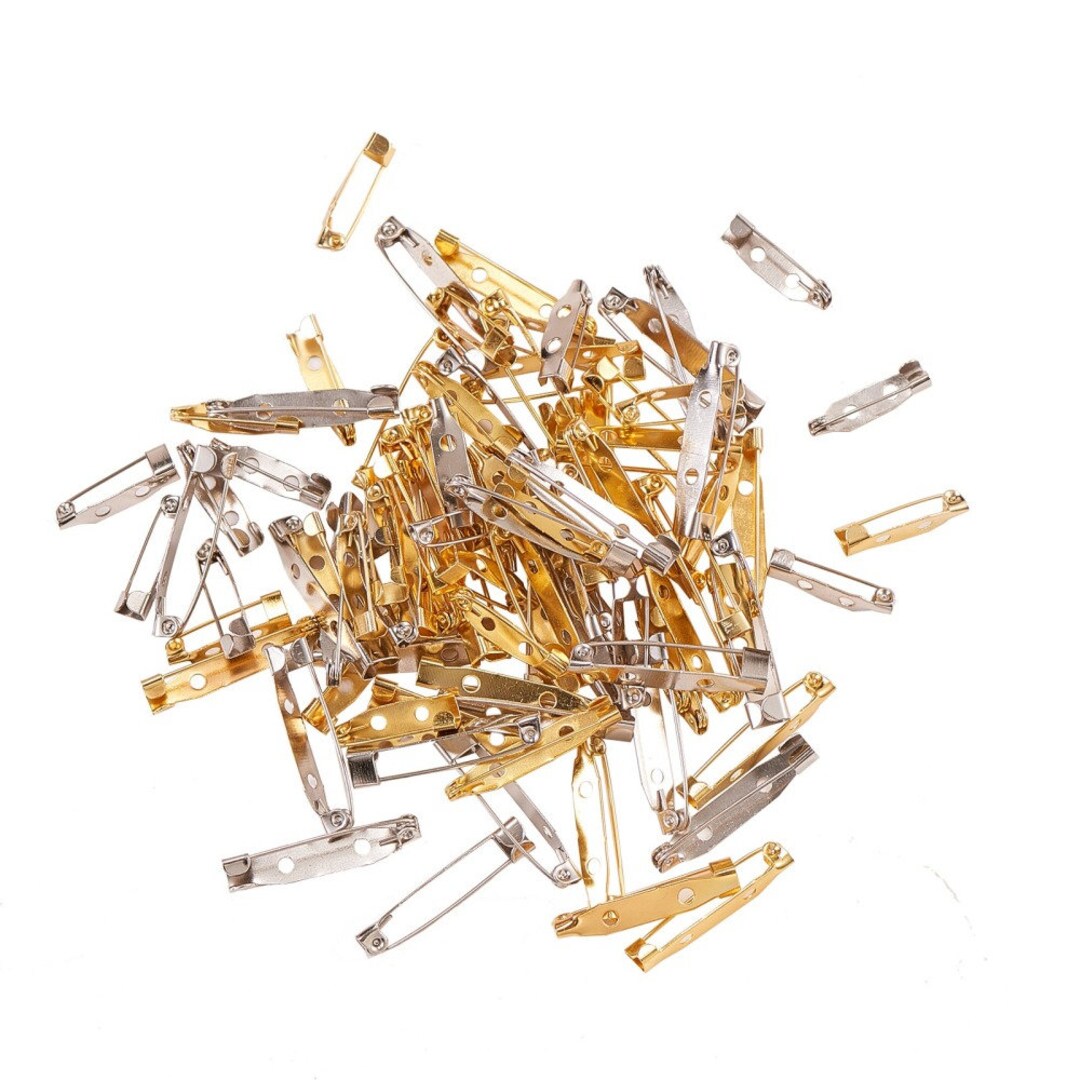Mixed Color Iron Alloy Pin Back, Set of 20, Mixed Gold and Silver ...