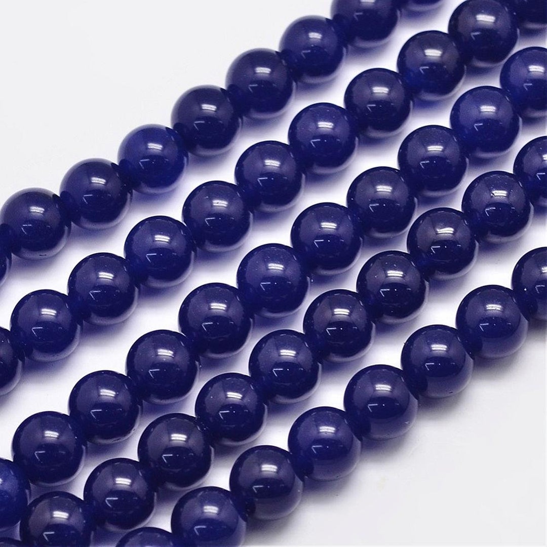 Natural Dyed Dark Blue Jade Round Stone Strand 15", Hole 1mm, Choose ...