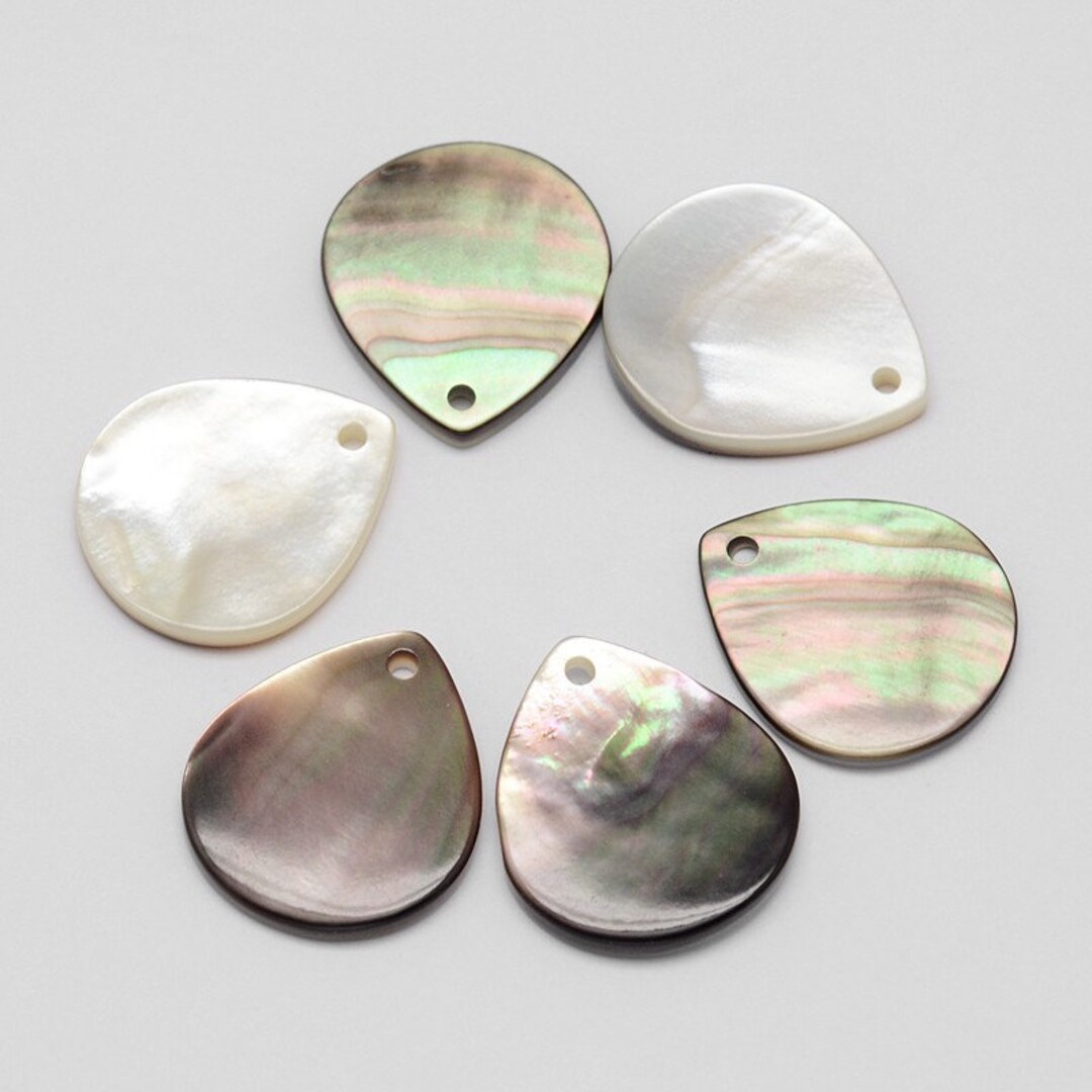 Natural Black Lip Shell Teardrop Top Drilled Pendant, 2 Pieces, 20x17mm ...