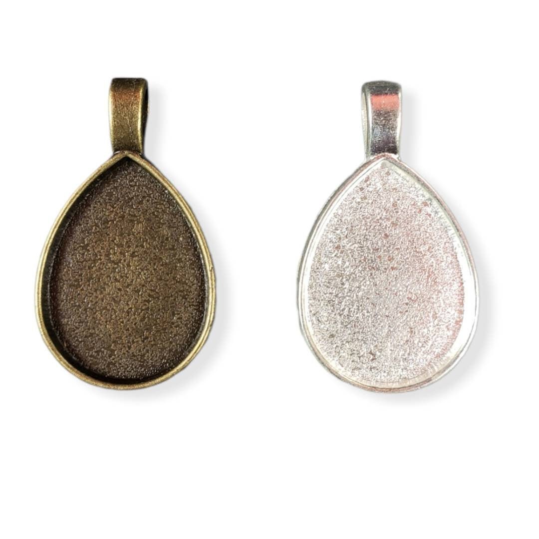 Metal Alloy Teardrop Cabochon Tray, Set of 10, Findings, Fits 18x25mm ...