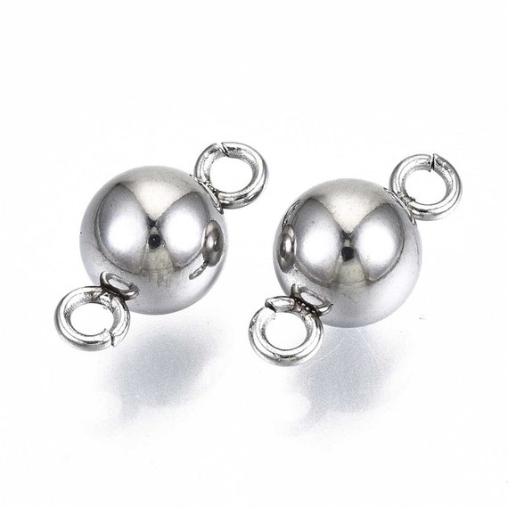 Stainless Steel Round Bead Connector Link Set of 10 Jewelry - Etsy