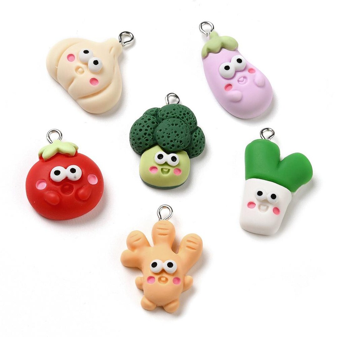 Set of 5 Vegetable Resin Pendant Set, Choose Veggie, Charms for DIY ...