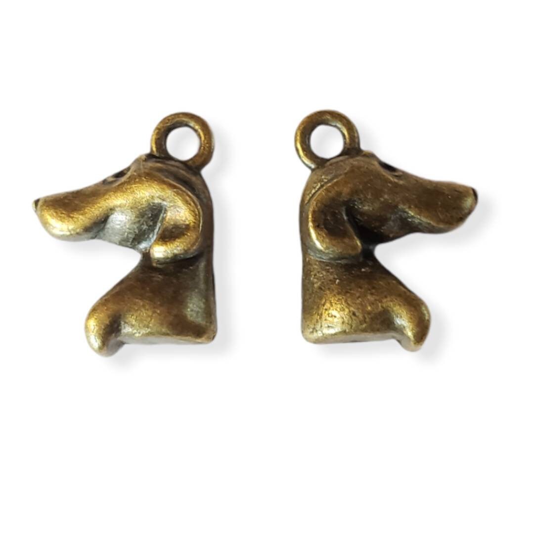 Metal Alloy 3D Dog Head Charm Set of 10, Antique Bronze, Jewelry Supply ...