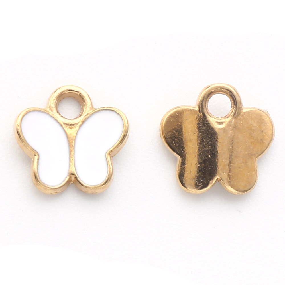 TINY Gold Tone Enamel Mini Butterfly Charm, Sold in Lots of 10, Bulk ...