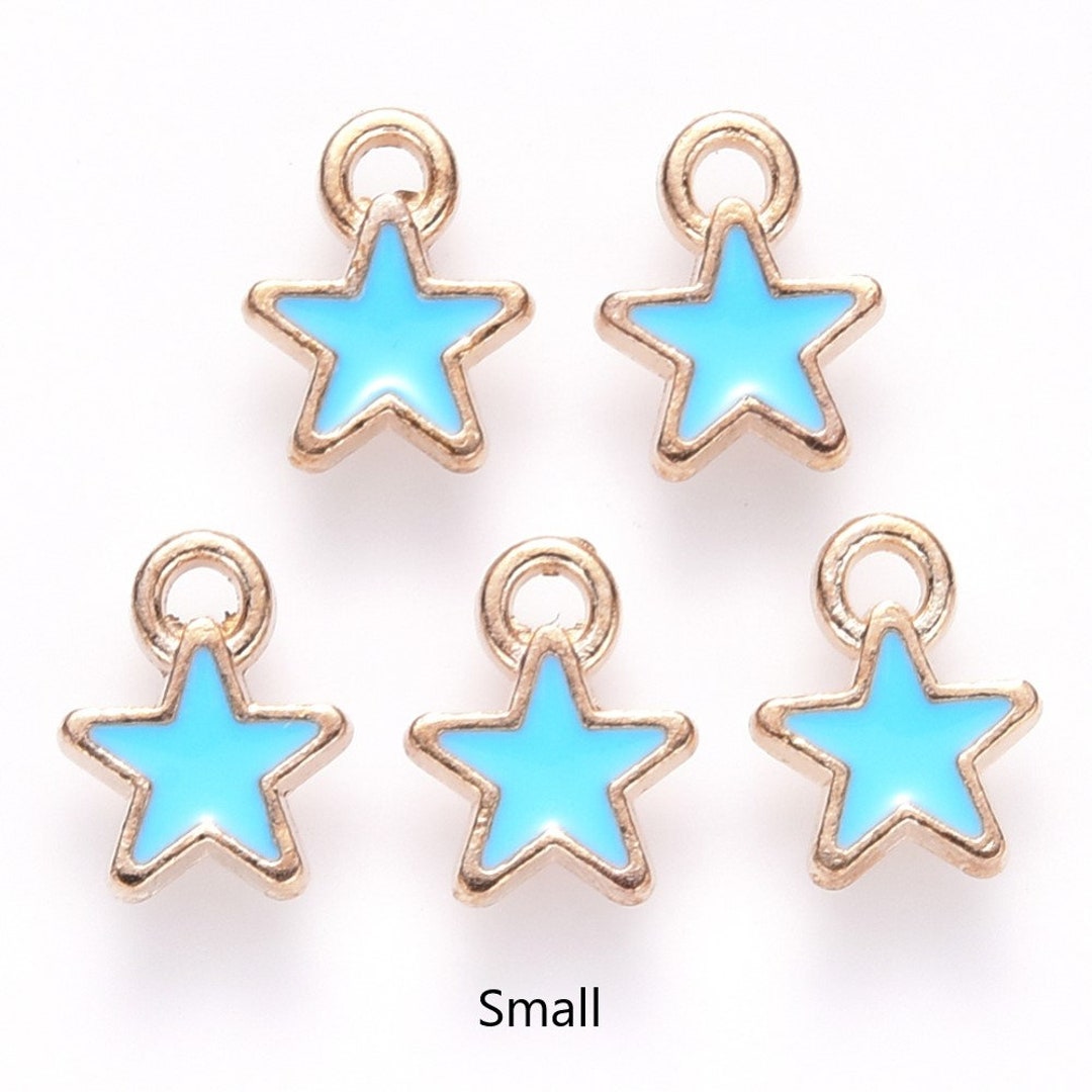 Gold Tone Enamel Star Charm, Sold in Lots of 10, Choose Size and Color ...